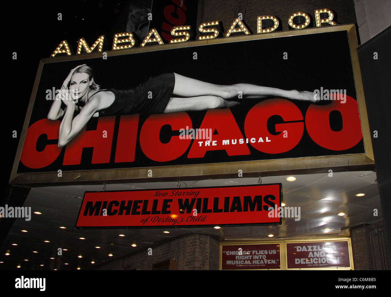 Michelle Williams marquee of the musical smash hit 'Chicago' on ...