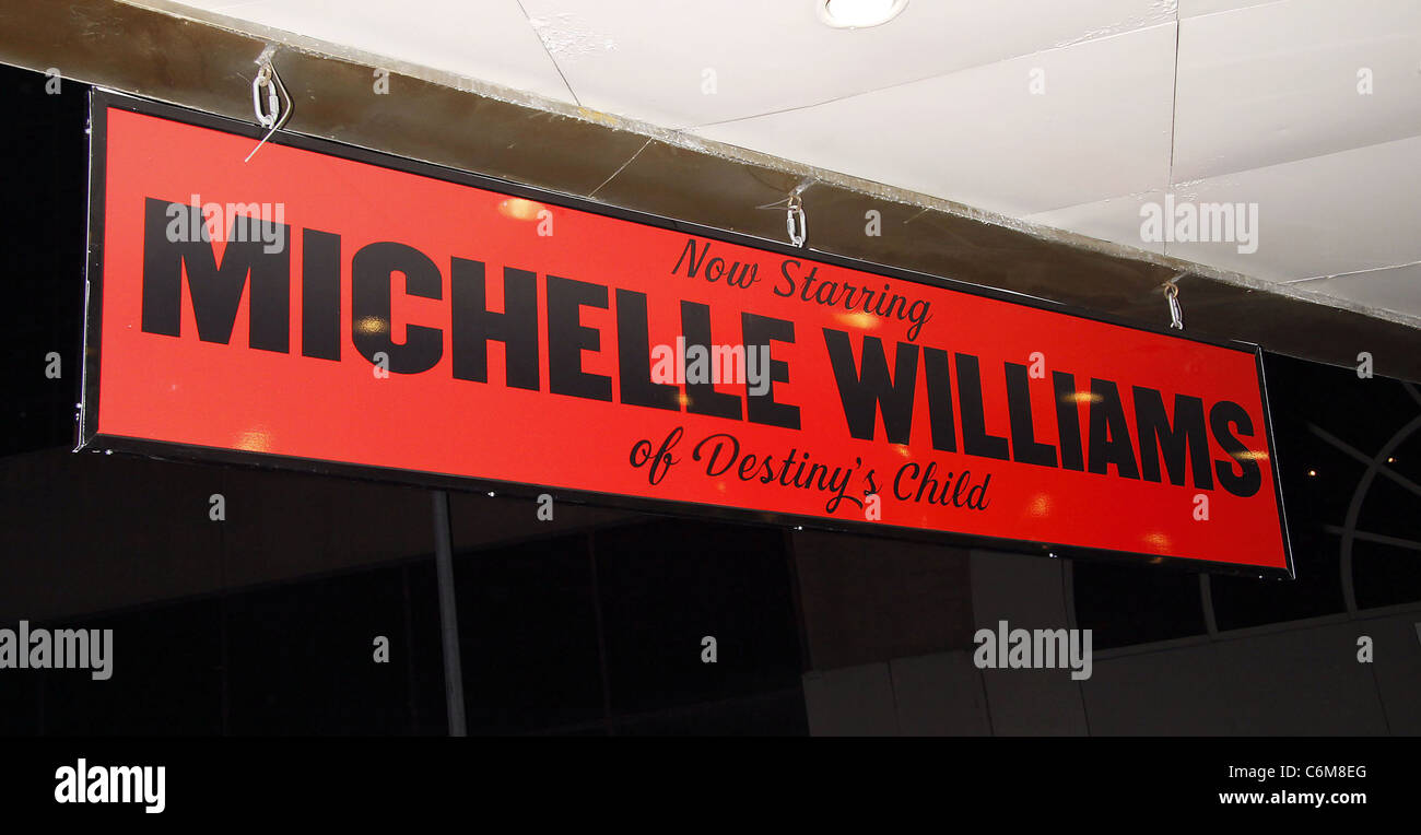 Michelle Williams marquee of the musical smash hit 'Chicago' on ...