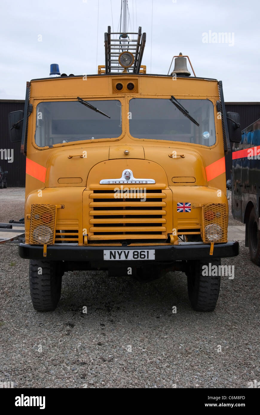 Yellow Painted 1955 Bedford Green Goddess Fire Engine Stock Photo - Alamy