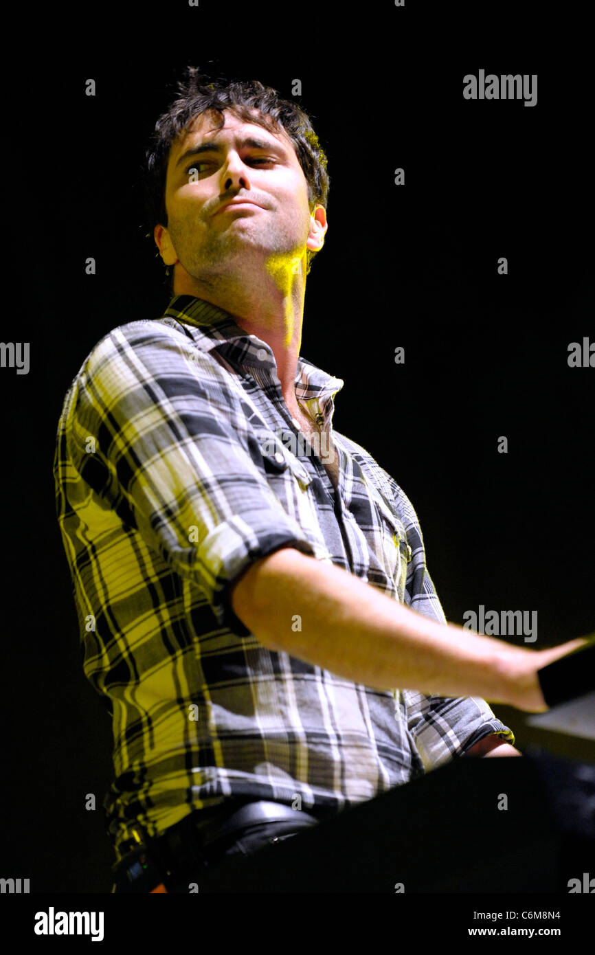 Tim Rice-Oxley of Keane performs on stage at the Molson Canadian ...