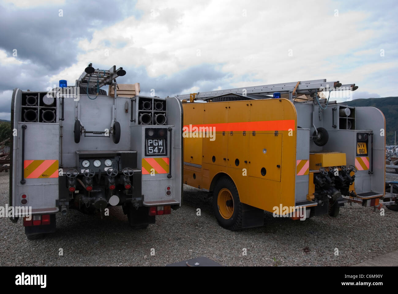 Two Historic 1950's Vintage Bedford Green Goddess Fire Engines Stock ...