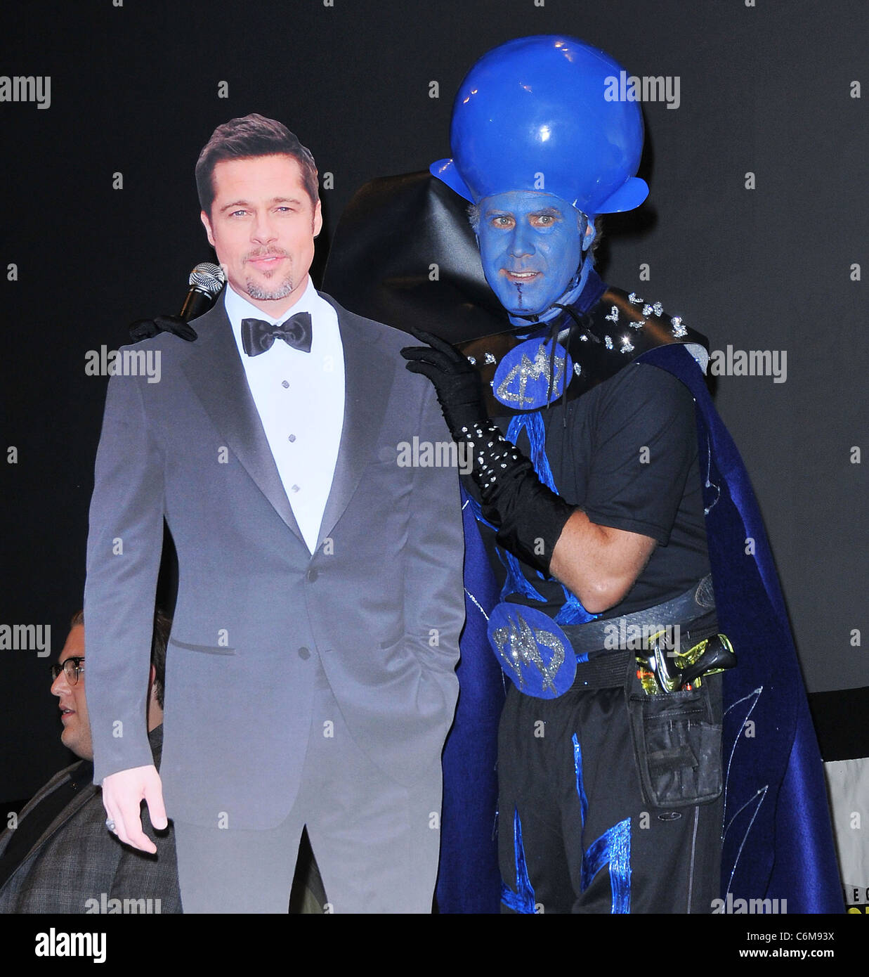 Will Ferrell with a cardboard cut-out of Brad Pitt Comic Con 2010 held ...