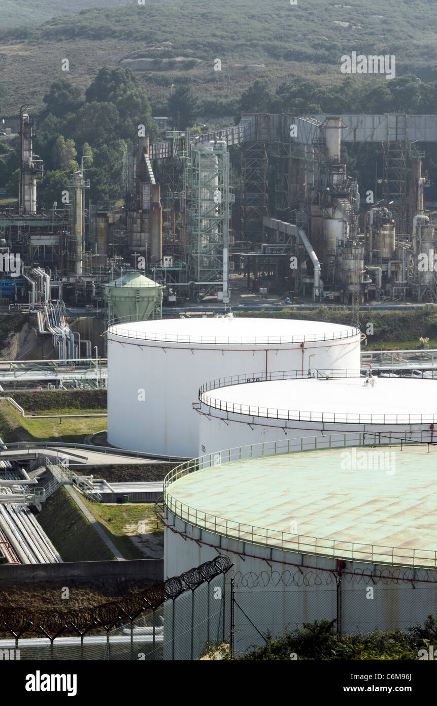 The Coruna Repsol's refinery storage tanks Stock Photo - Alamy