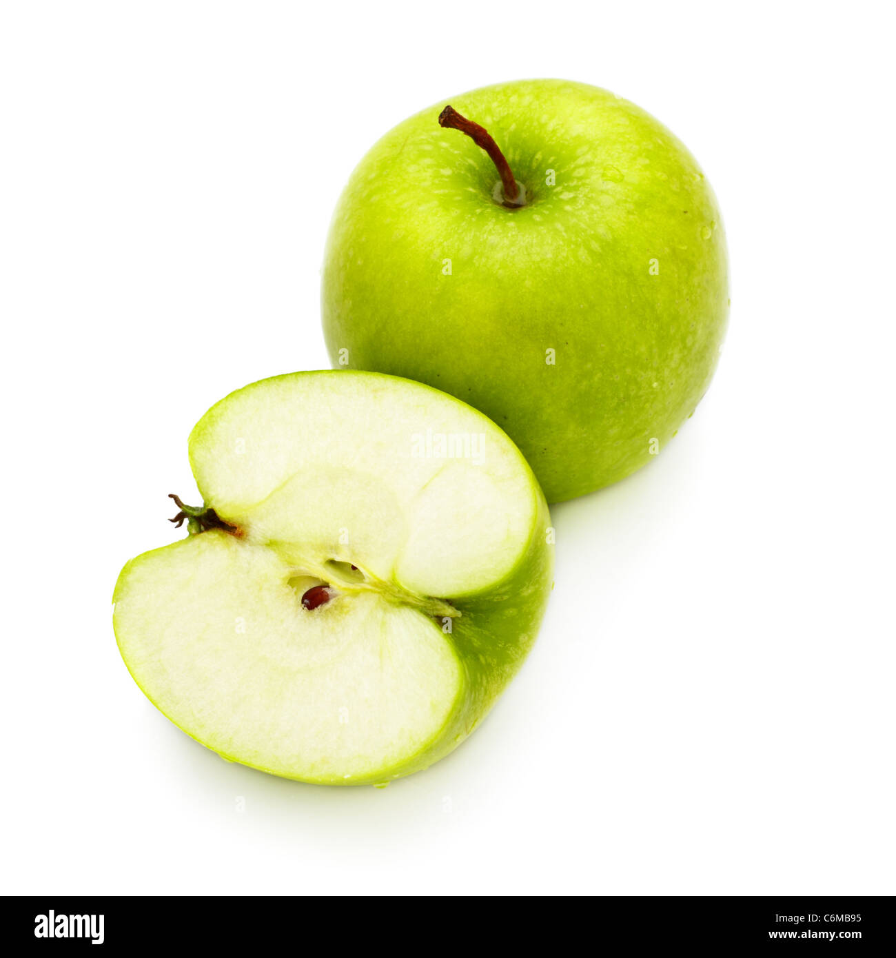 fresh green apples isolated on white background Stock Photo - Alamy