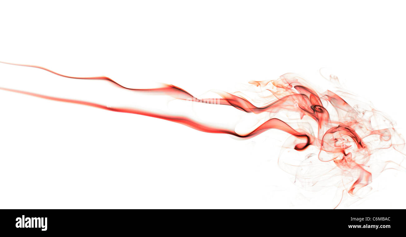 red abstract smoke pattern on a white background Stock Photo - Alamy
