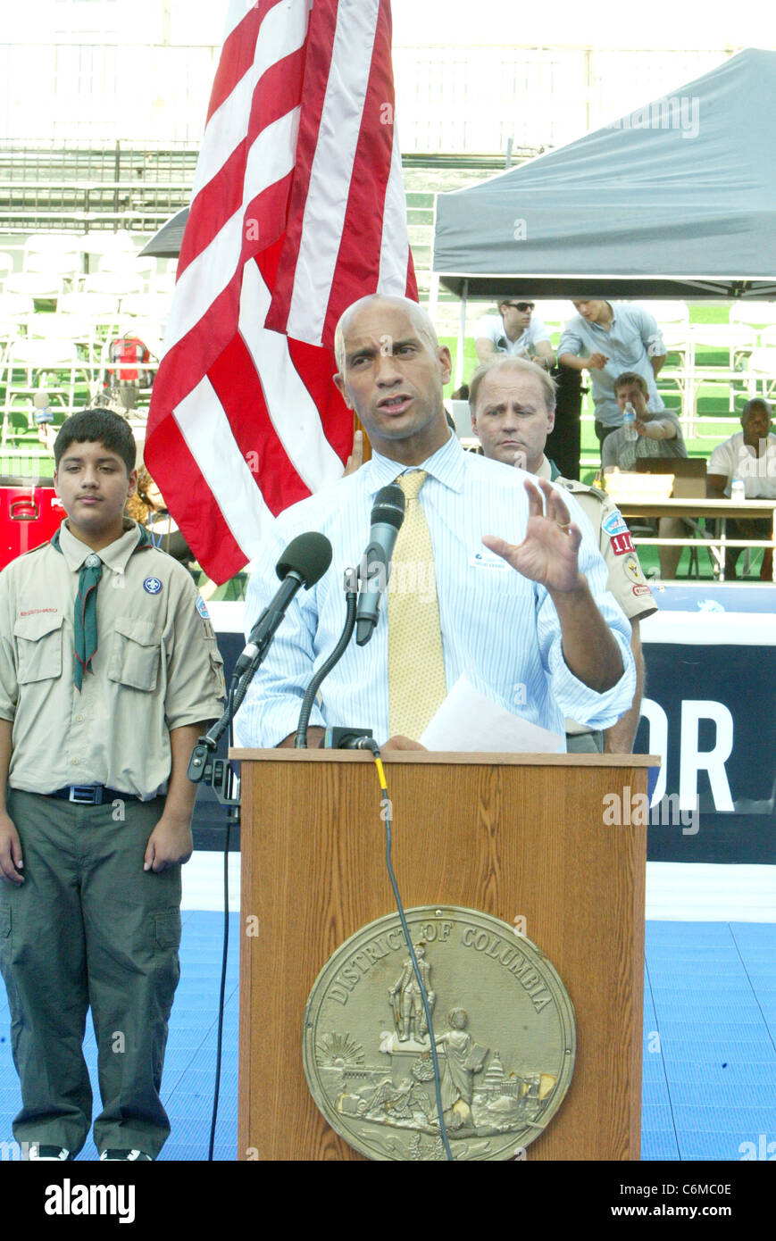 Adrian Fenty Help USA hold the 2010 Street Soccer USA Cup opening day ...