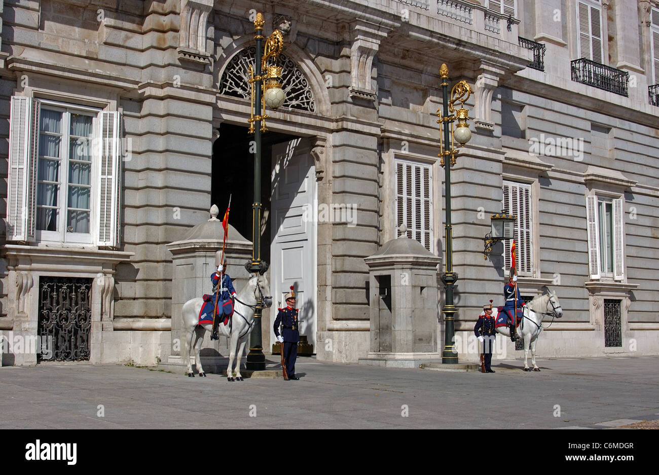 Guards outside the entrance of the Palacio Real (The Royal Palace of ...