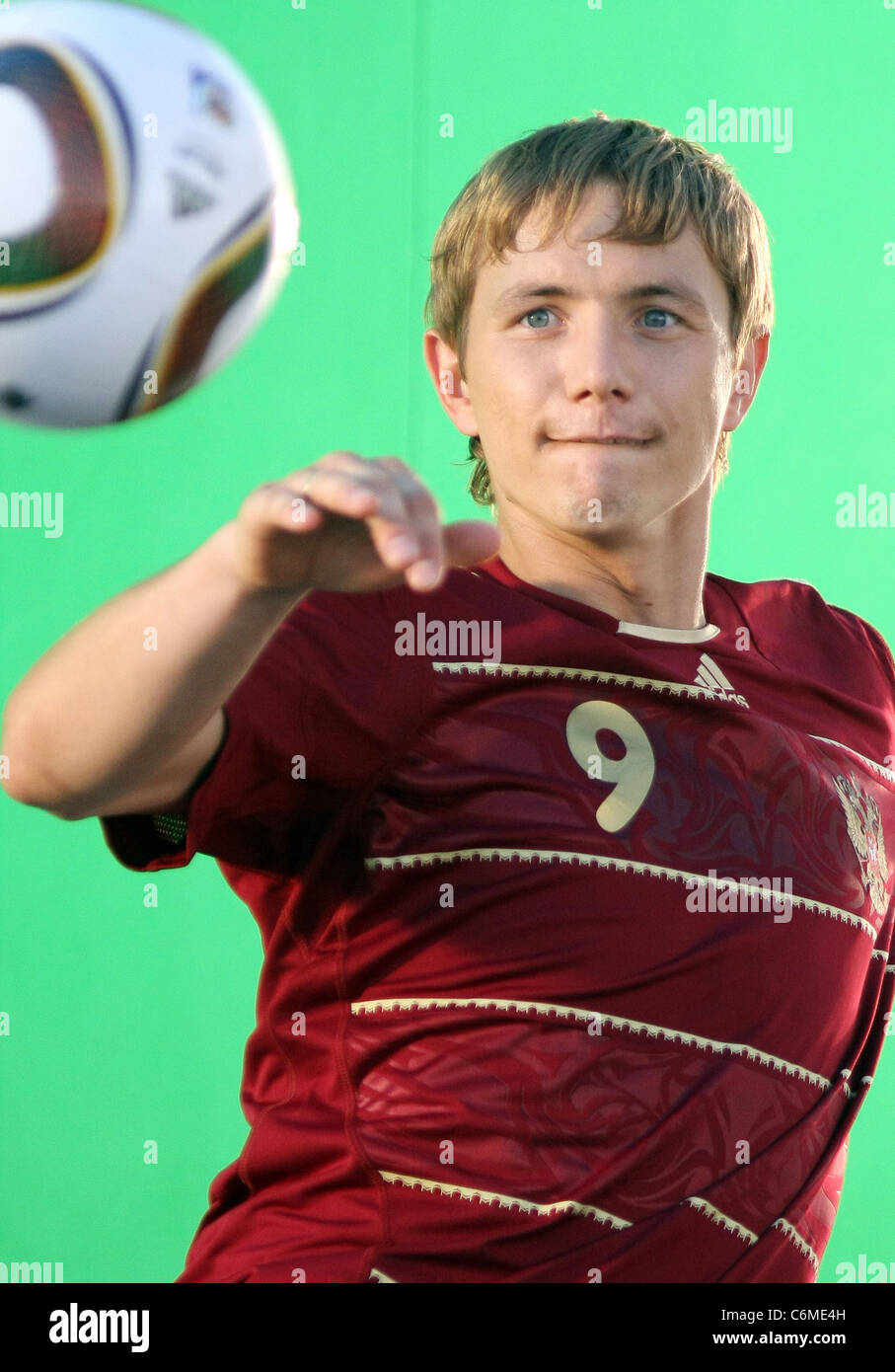 Russian footballer Roman Pavlyuchenko participating in a film clip ...