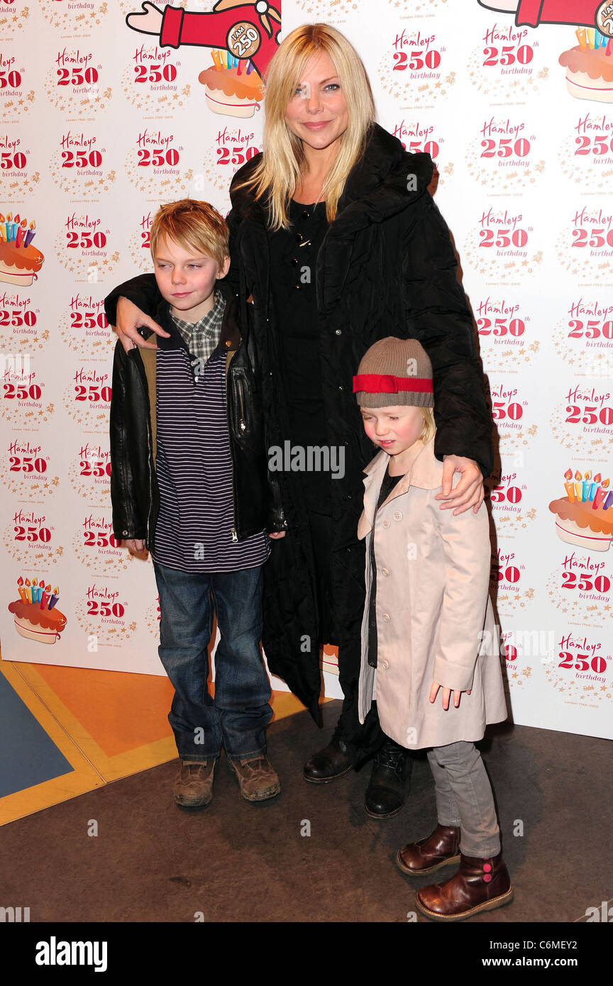 Sam Janus with her children Benjamin and Lily-Rose Hamleys' 250th ...