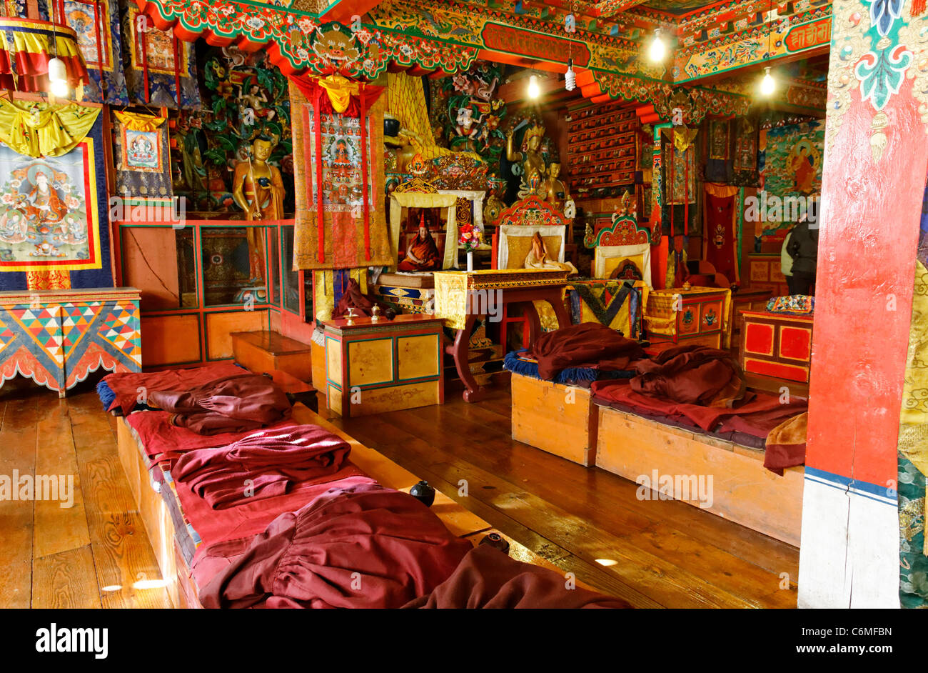 Interior of Tengboche Monastery, Everest Region, Nepal Stock Photo - Alamy