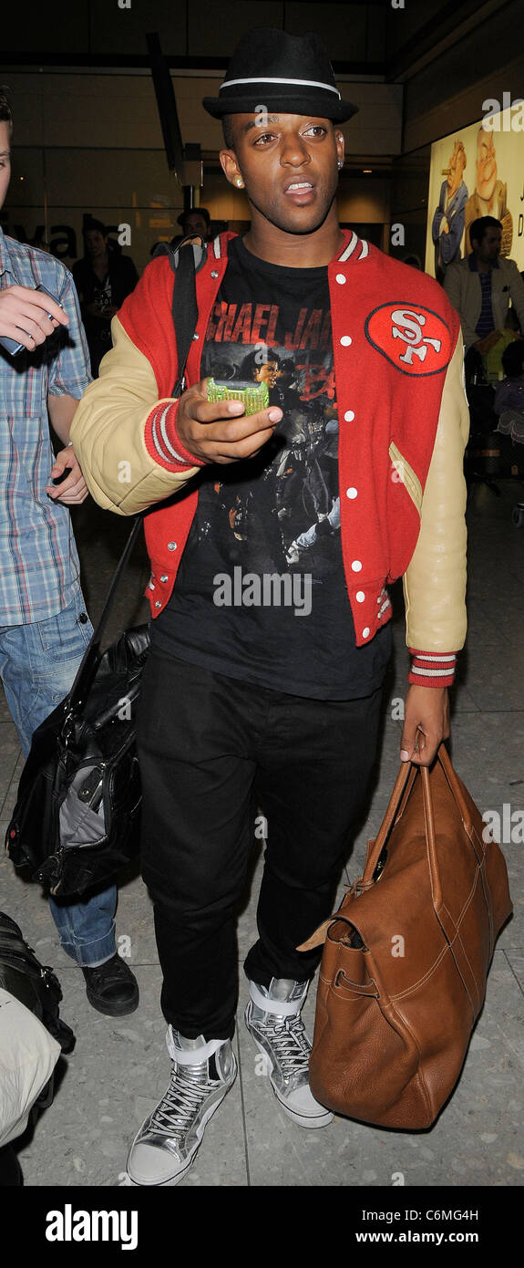 Oritse Williams from boyband JLS arriving at Heathrow airport, having ...