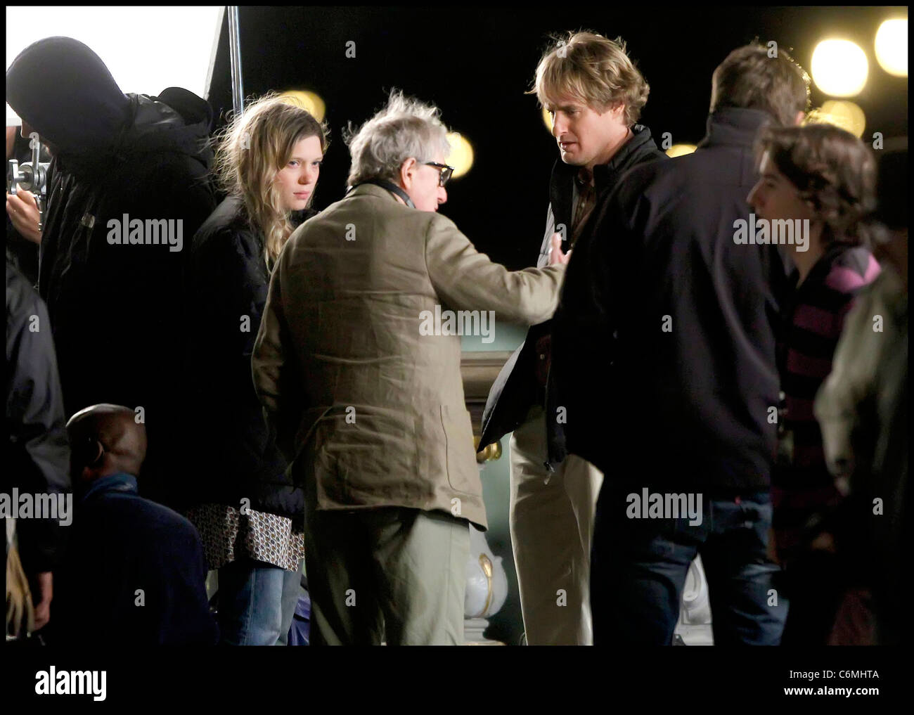 Lea Seydoux, Woody Allen and Owen Wilson on the set of the movie ...