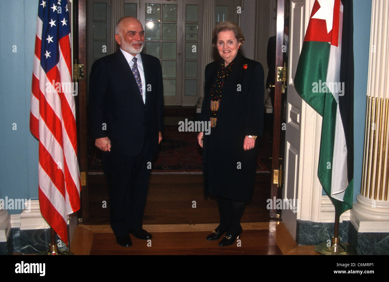 Secretary of State Madeleine Albright meets with King Hussein of Jordan ...