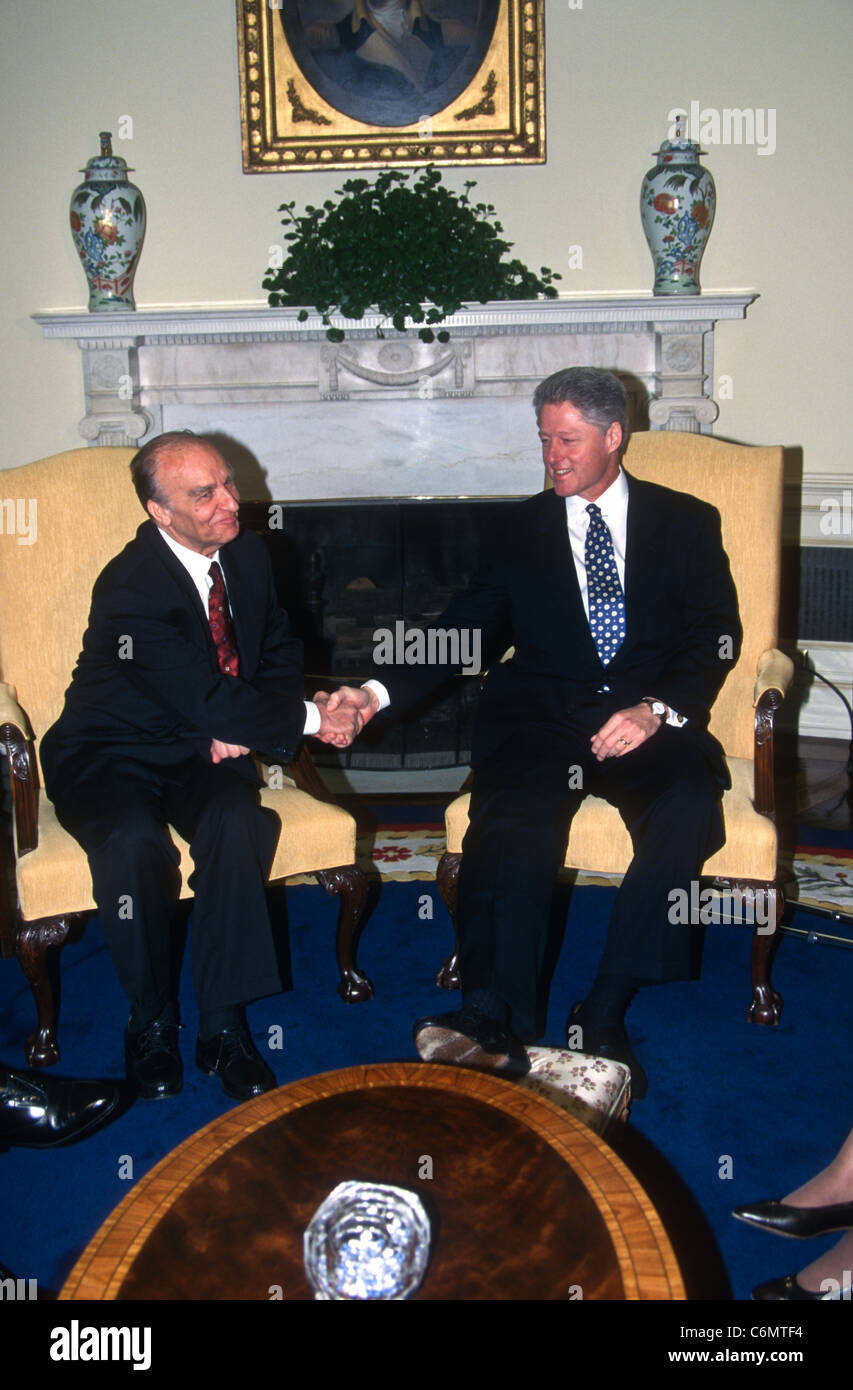President Clinton with Bosnian President Alija Izetbegovic in the Oval ...