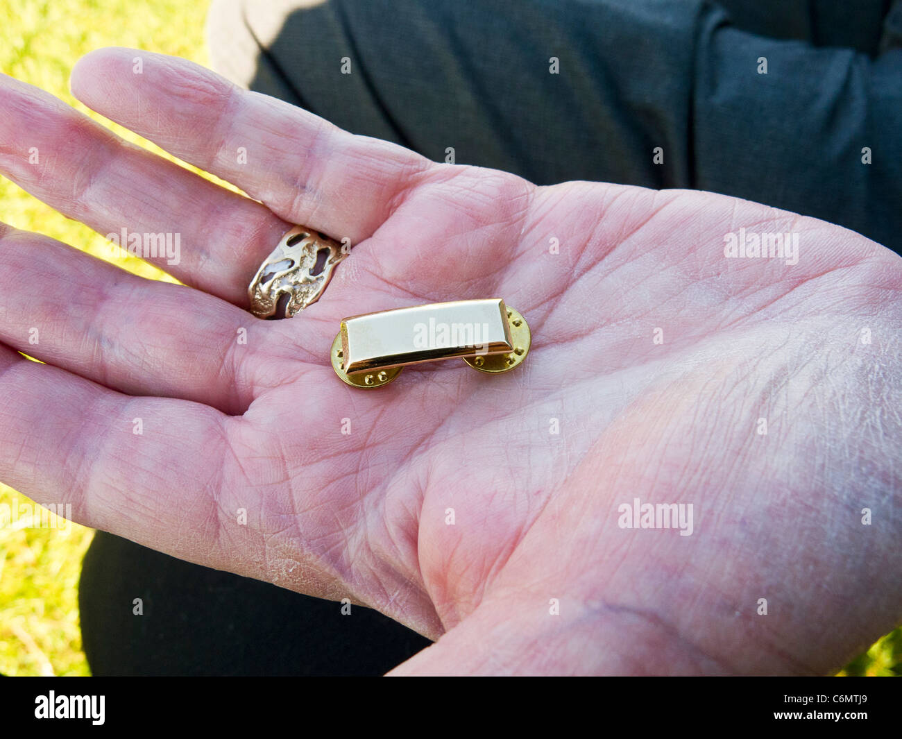 Close up of lieutanant bar awarded during commissioning ceremony for ...