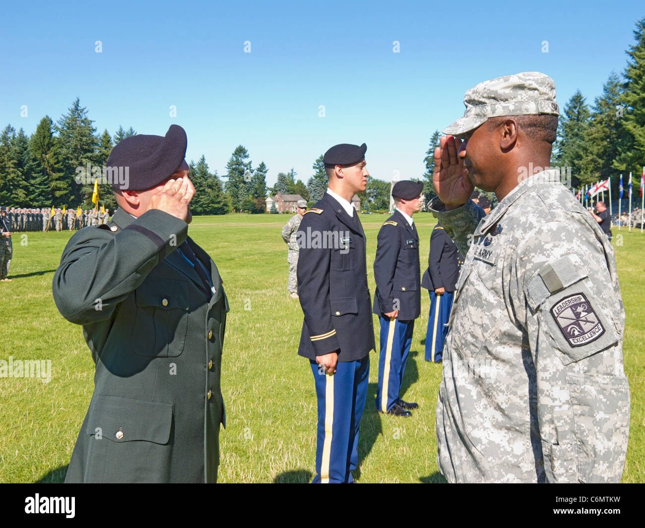 Newly commissioned lieutenant receives his first salute as a lieutenant ...