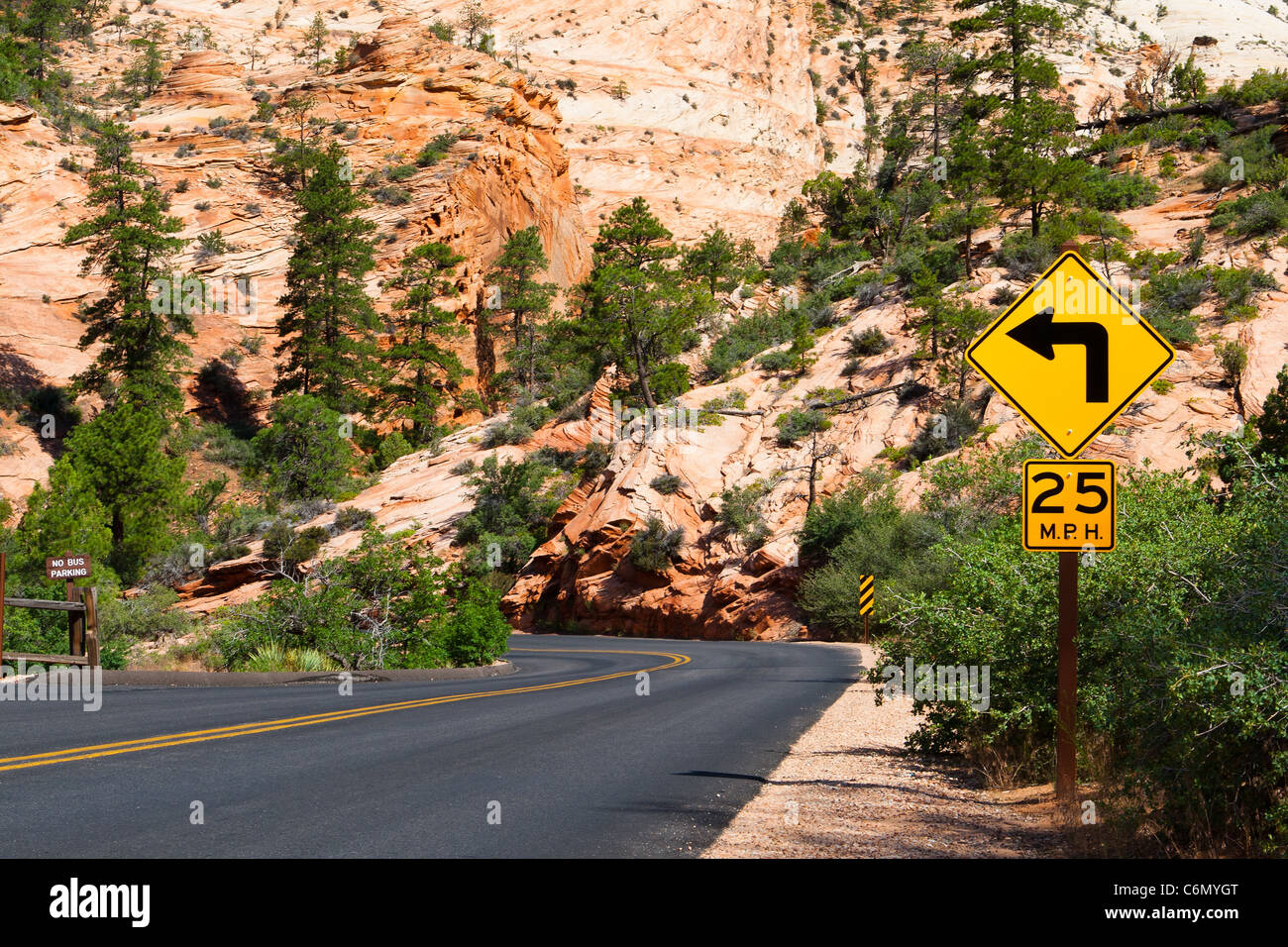Road through Zion Canyon National Park, Utah Stock Photo - Alamy