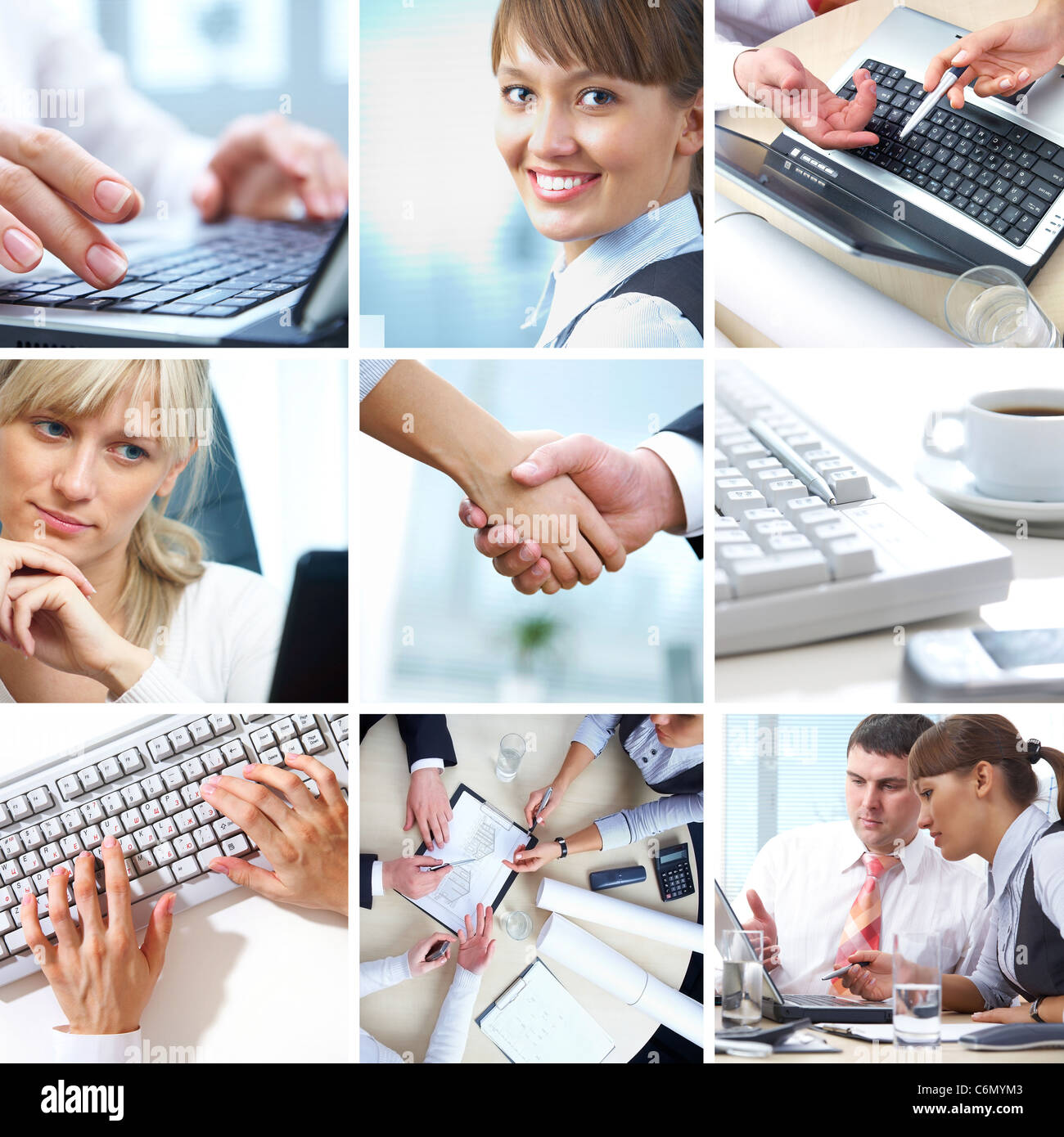 collage of photographs on the subject of a successful business Stock ...