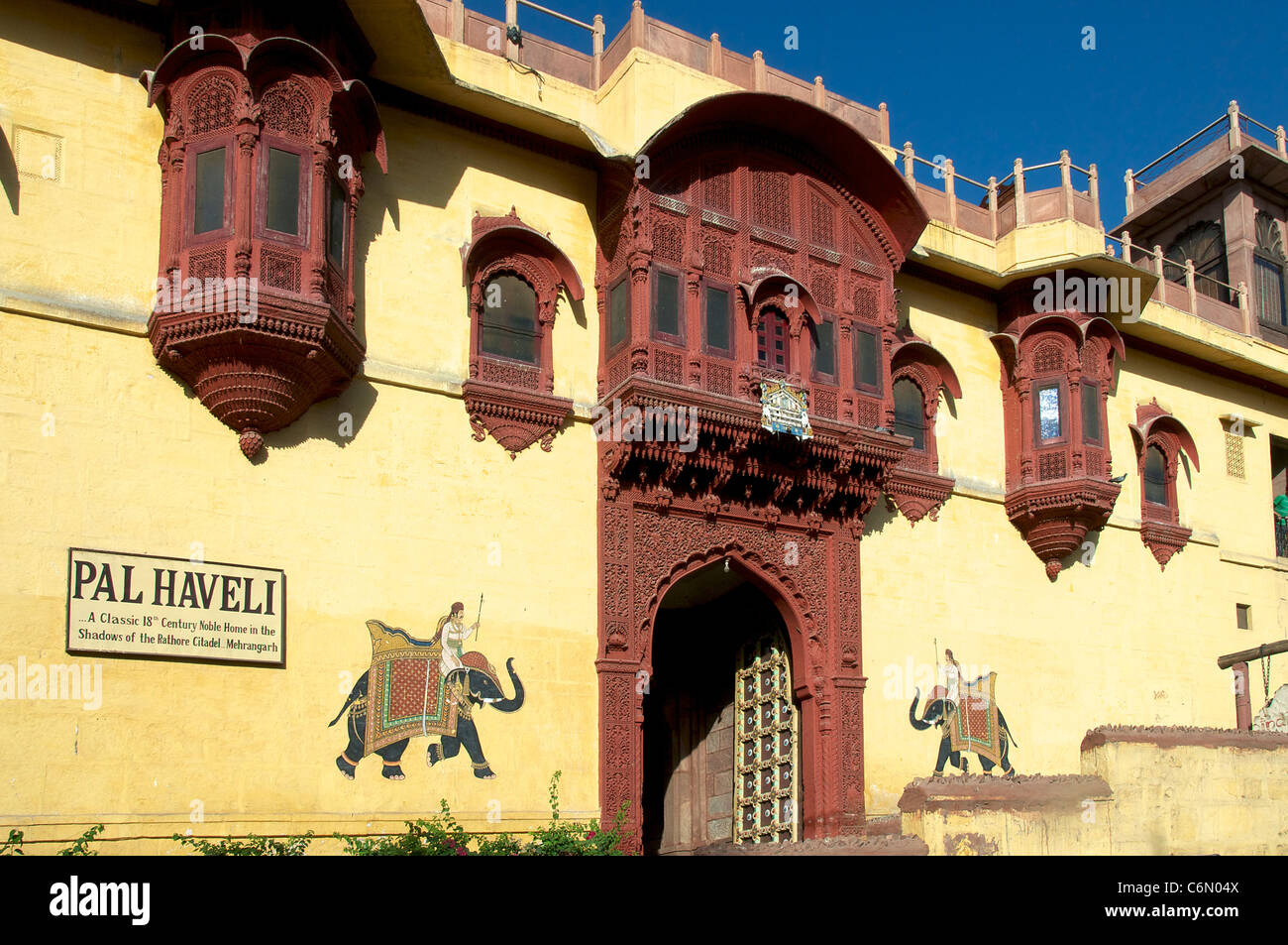 Exterior facade of Pal Haveli Jodhpur Rajasthan India Stock Photo - Alamy