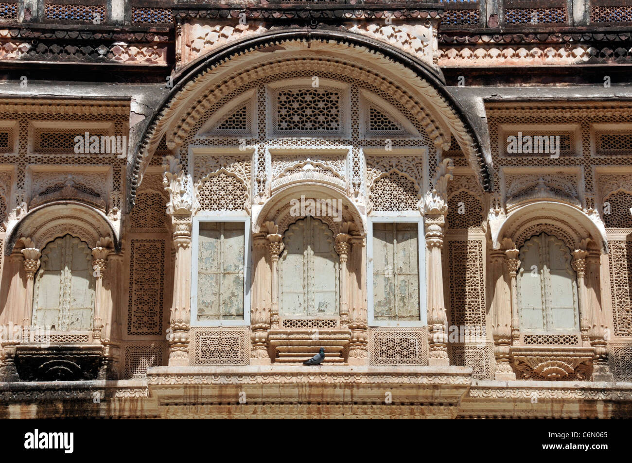 Intricate stone lattice windows Mehrangarh Fort Jodhpur Rajasthan India ...