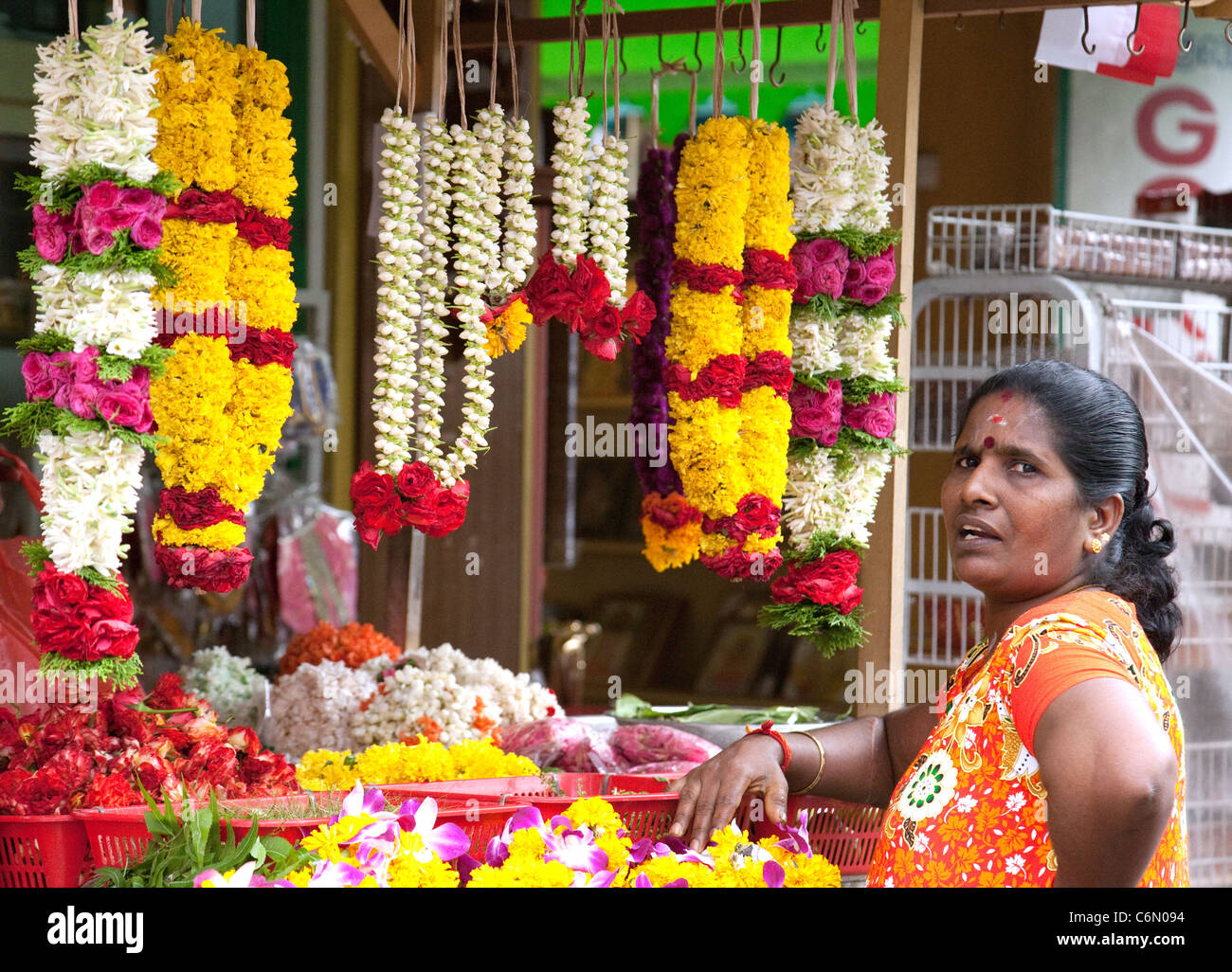 Indian woman shopkeeper, Little India, Singapore Asia Stock Photo - Alamy