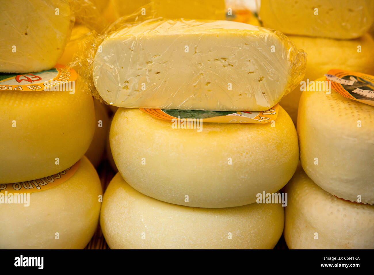 Cheese on display at market in Florence Italy Stock Photo - Alamy