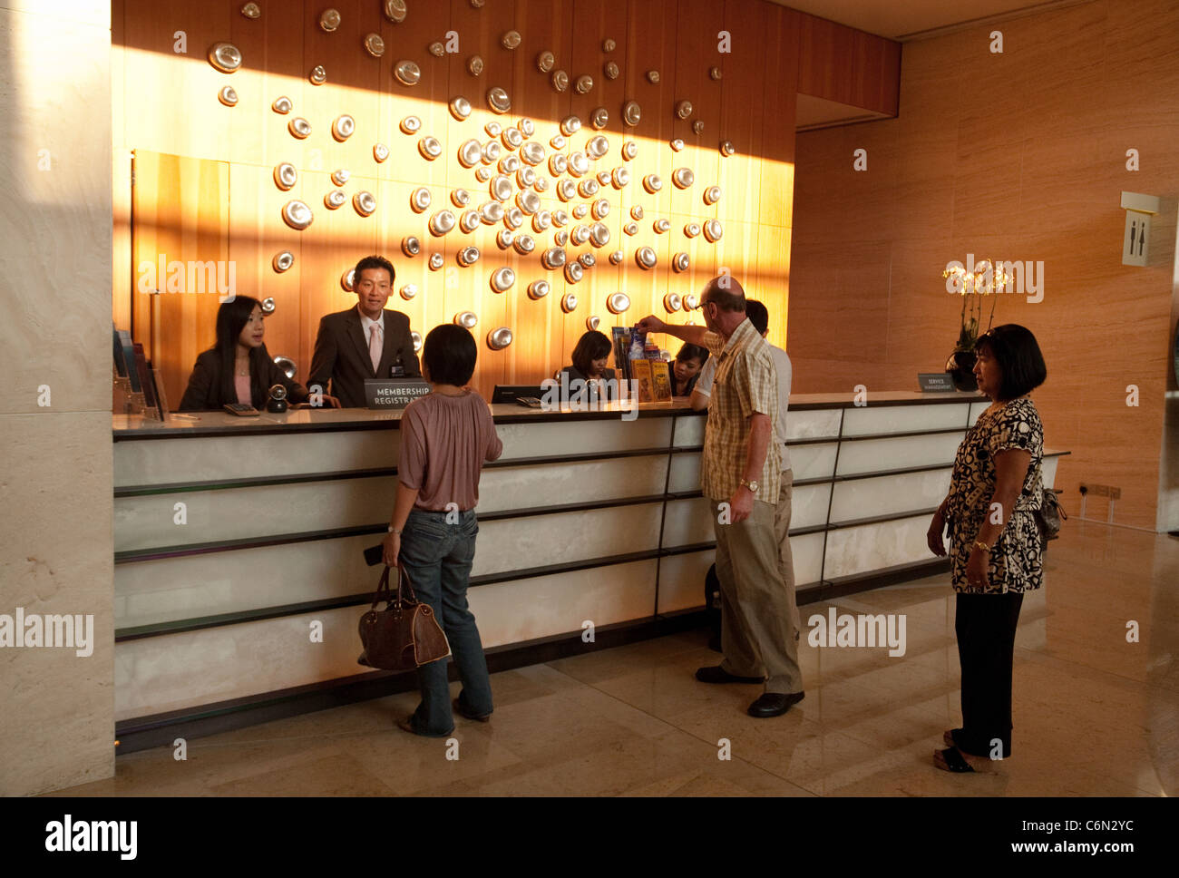 One of the check in desks at the Marina Bay Sands hotel, Singapore Asia ...