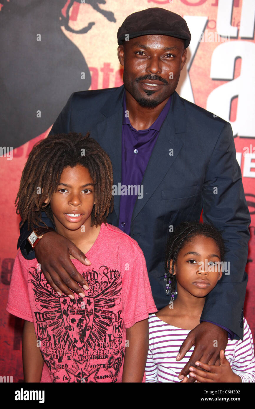 Jimmy Jean-Louis and his children The French premiere of 'Karate Kid ...