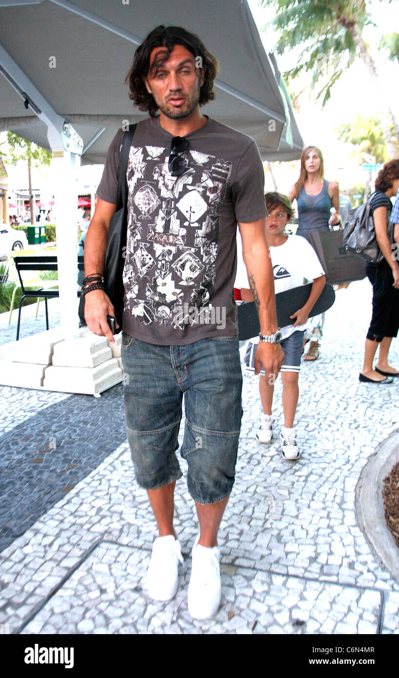 Retired ex Milan footballer Paolo Maldini out and about on holiday in ...