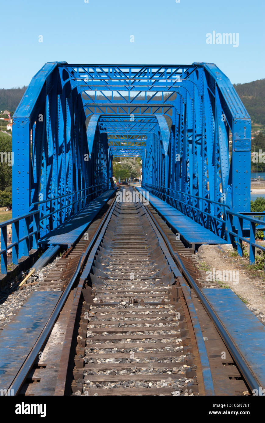Railway bridge - Pontedeume, Galicia - Spain Stock Photo - Alamy