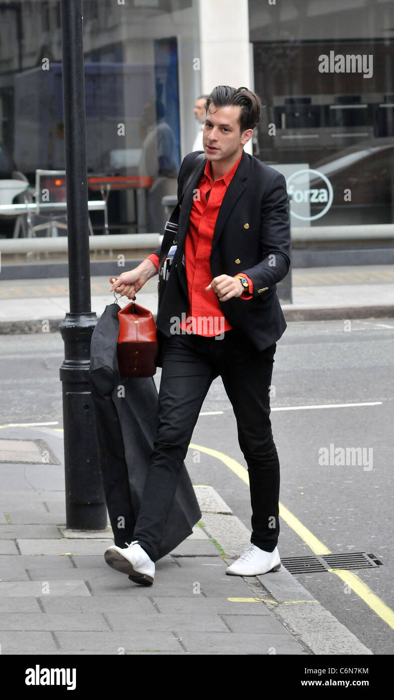 Mark Ronson arriving at the BBC Radio One studios London, England - 12. ...