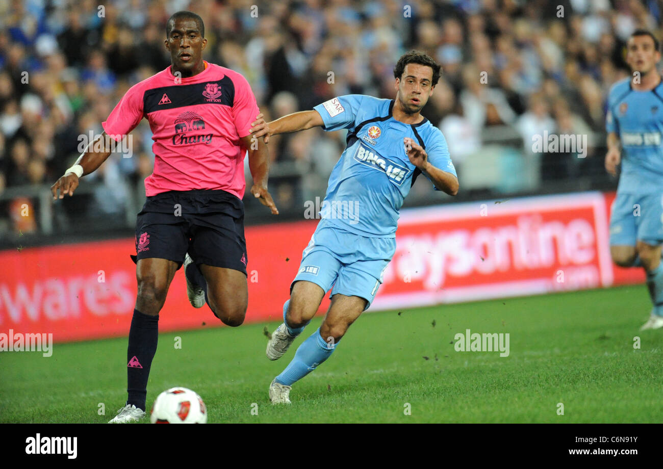 Sylvain Distin Everton FC show off their new pink away strip in the pre ...