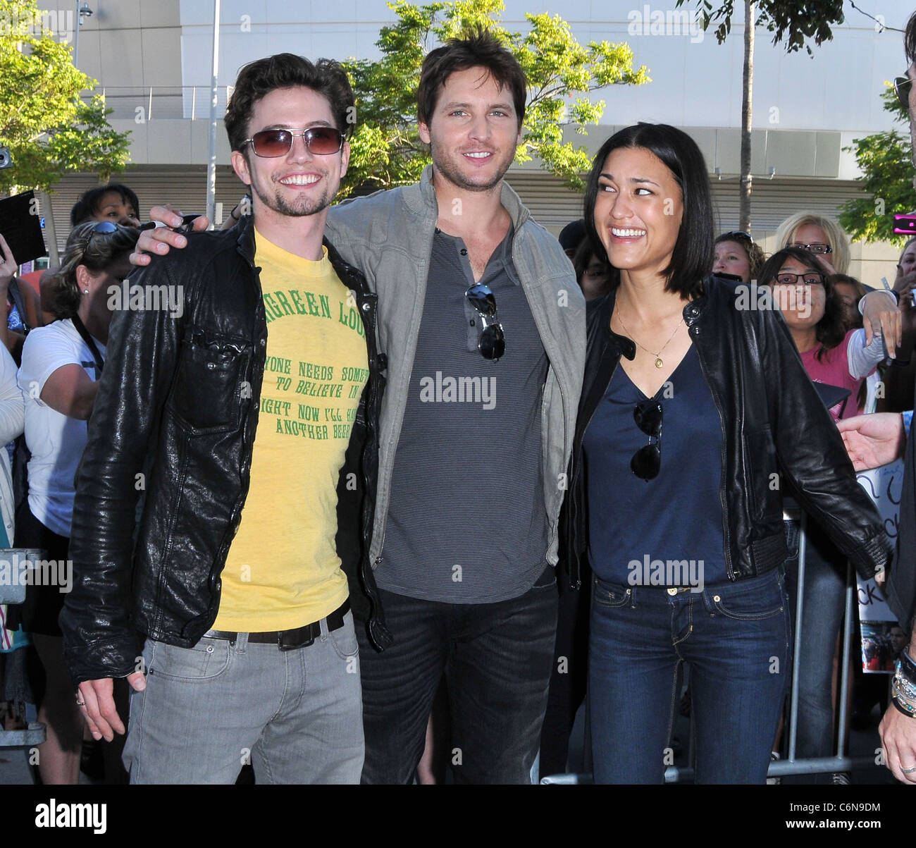 Jackson Rathbone, Julia Jones, and Peter Facinelli visit fans who are ...