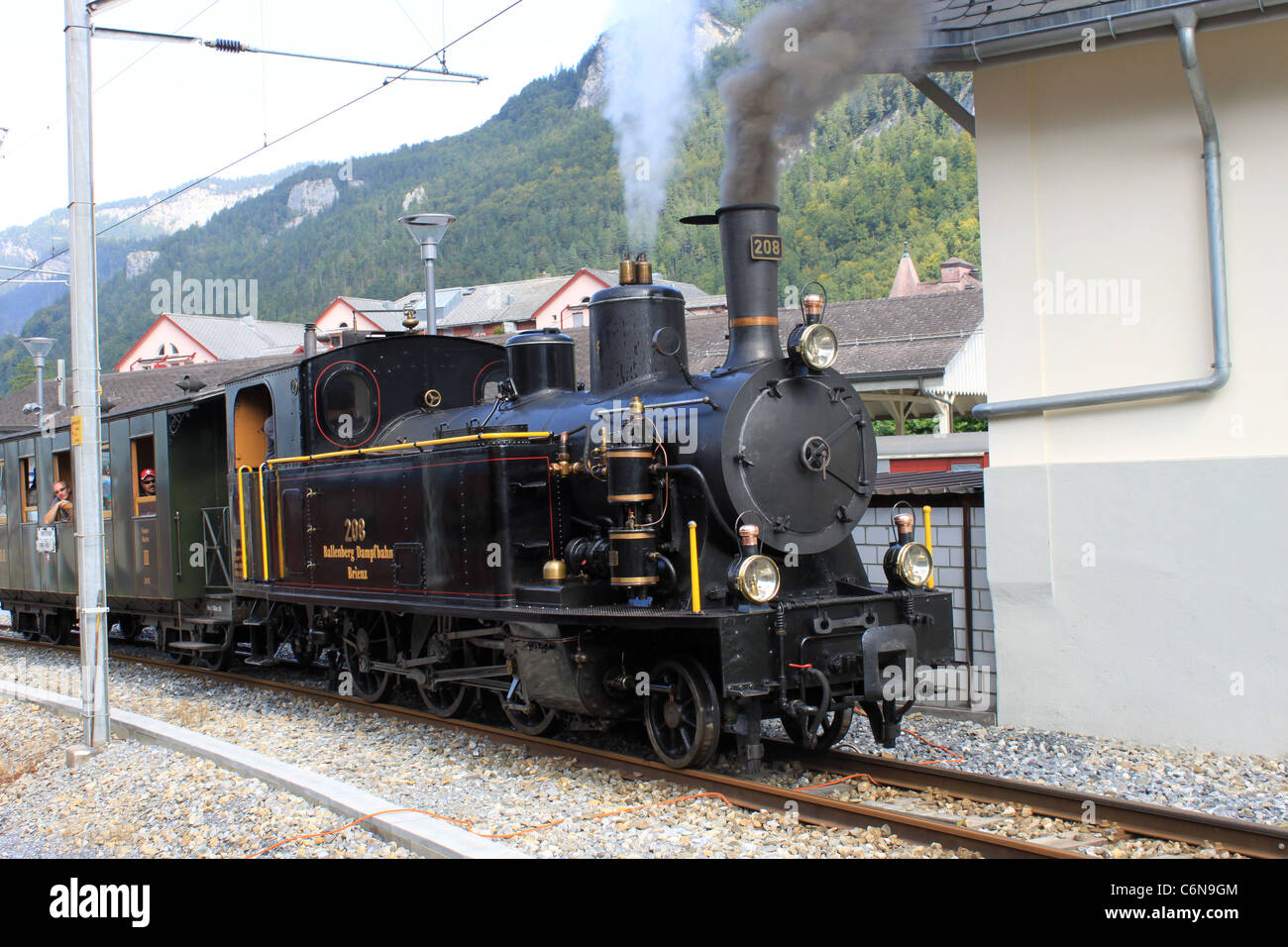 Steam locomotive number 208 leaving Meiringen for Aareschlucht in ...