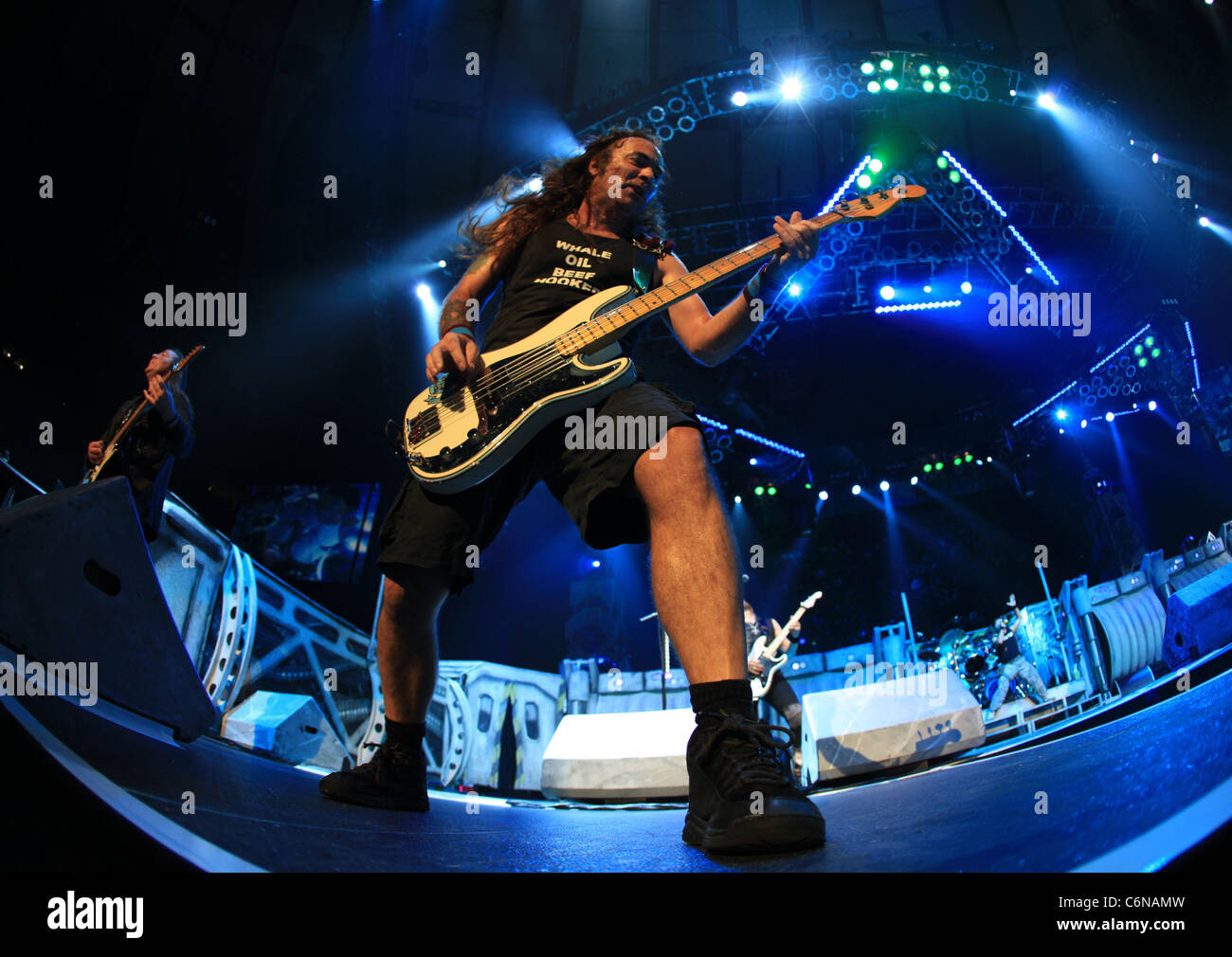 Steve Harris Iron Maiden performing at Madison Square Garden on the ...