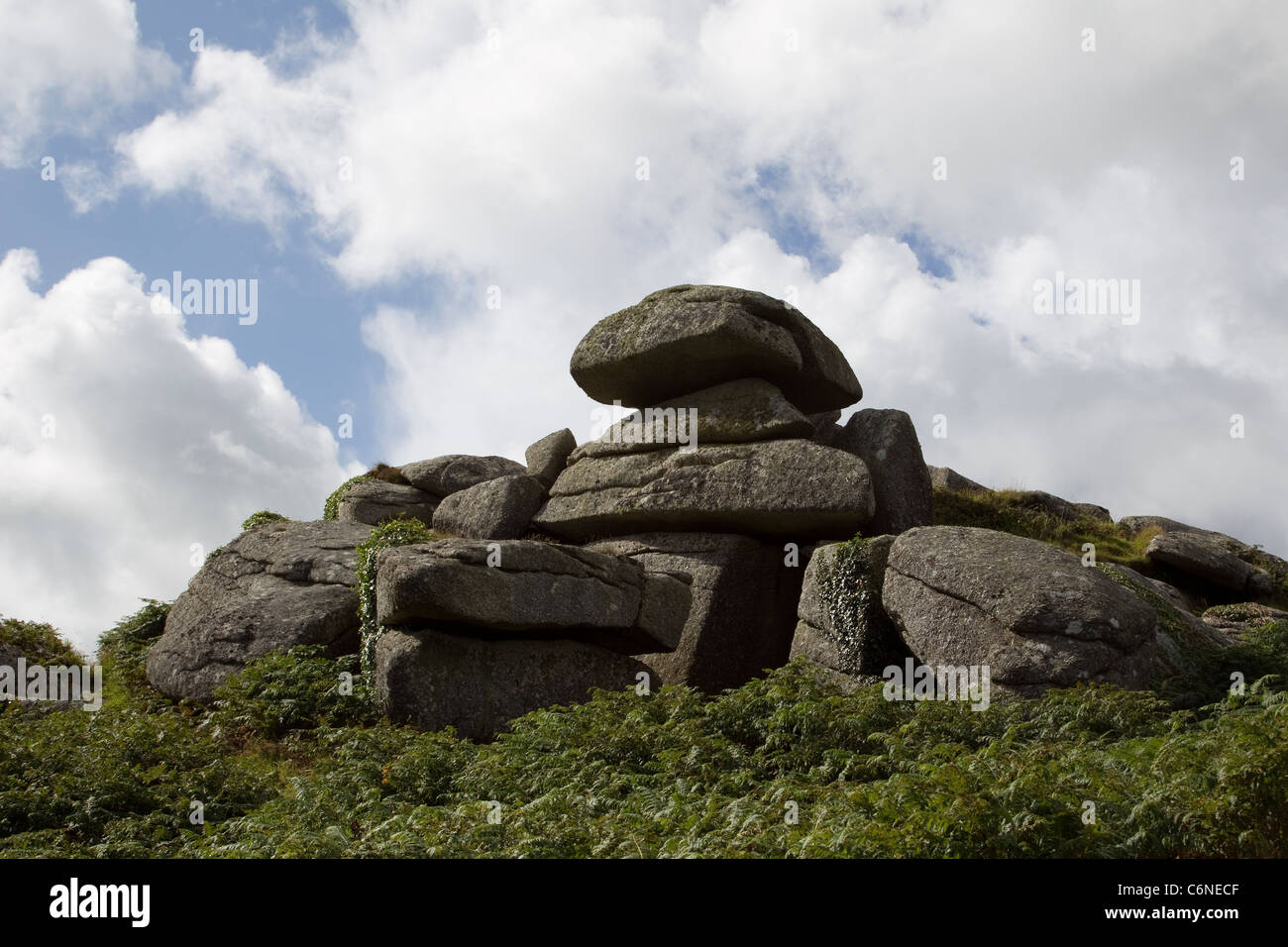 Rosewall Hill granite Tor a few miles west of St Ives in Cornwall on a ...