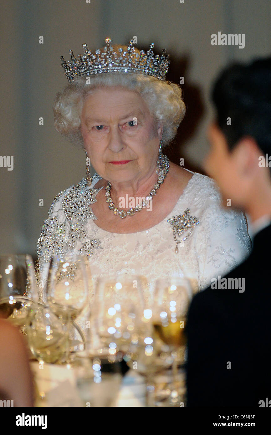 Queen Elizabeth II at a State Dinner hosted by the Government of Canada ...