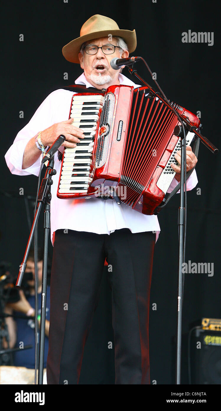 Rolf Harris performing on stage The 2010 Glastonbury Music Festival ...