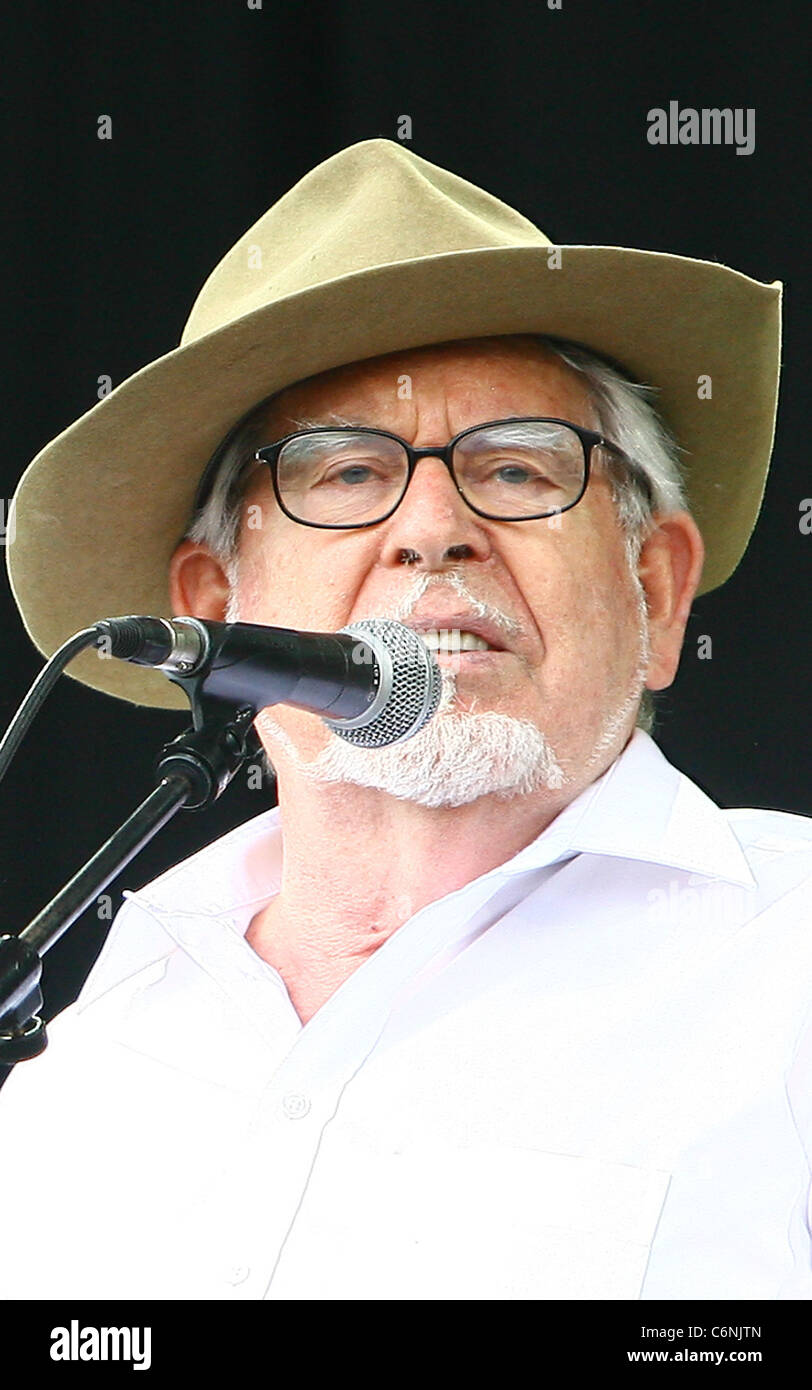 Rolf Harris performing on stage The 2010 Glastonbury Music Festival ...