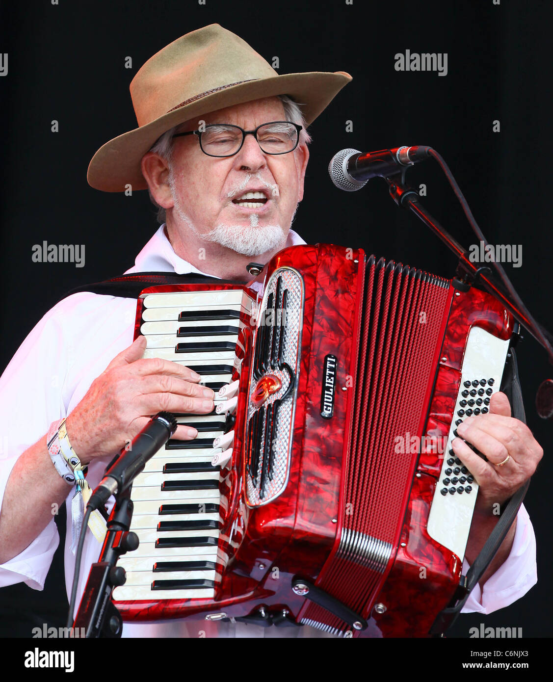 Rolf Harris performing on stage The 2010 Glastonbury Music Festival ...