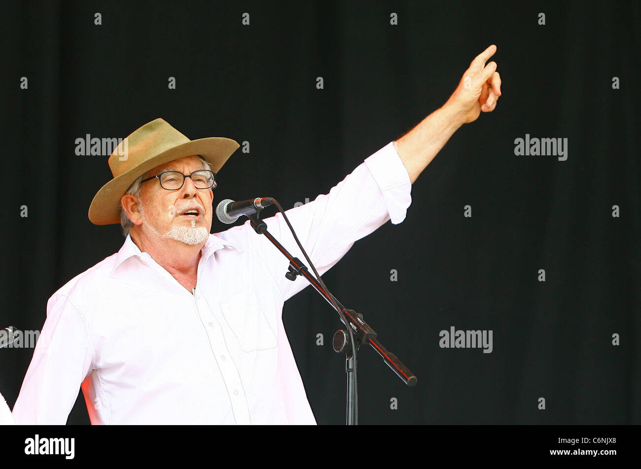 Rolf Harris performing on stage The 2010 Glastonbury Music Festival ...