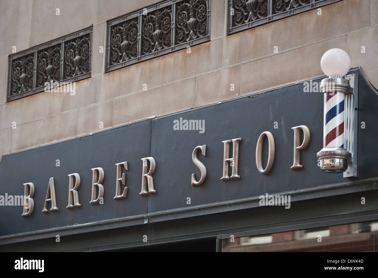 A Barber shop sign is pictured in Hartford, Connecticut, Saturday ...