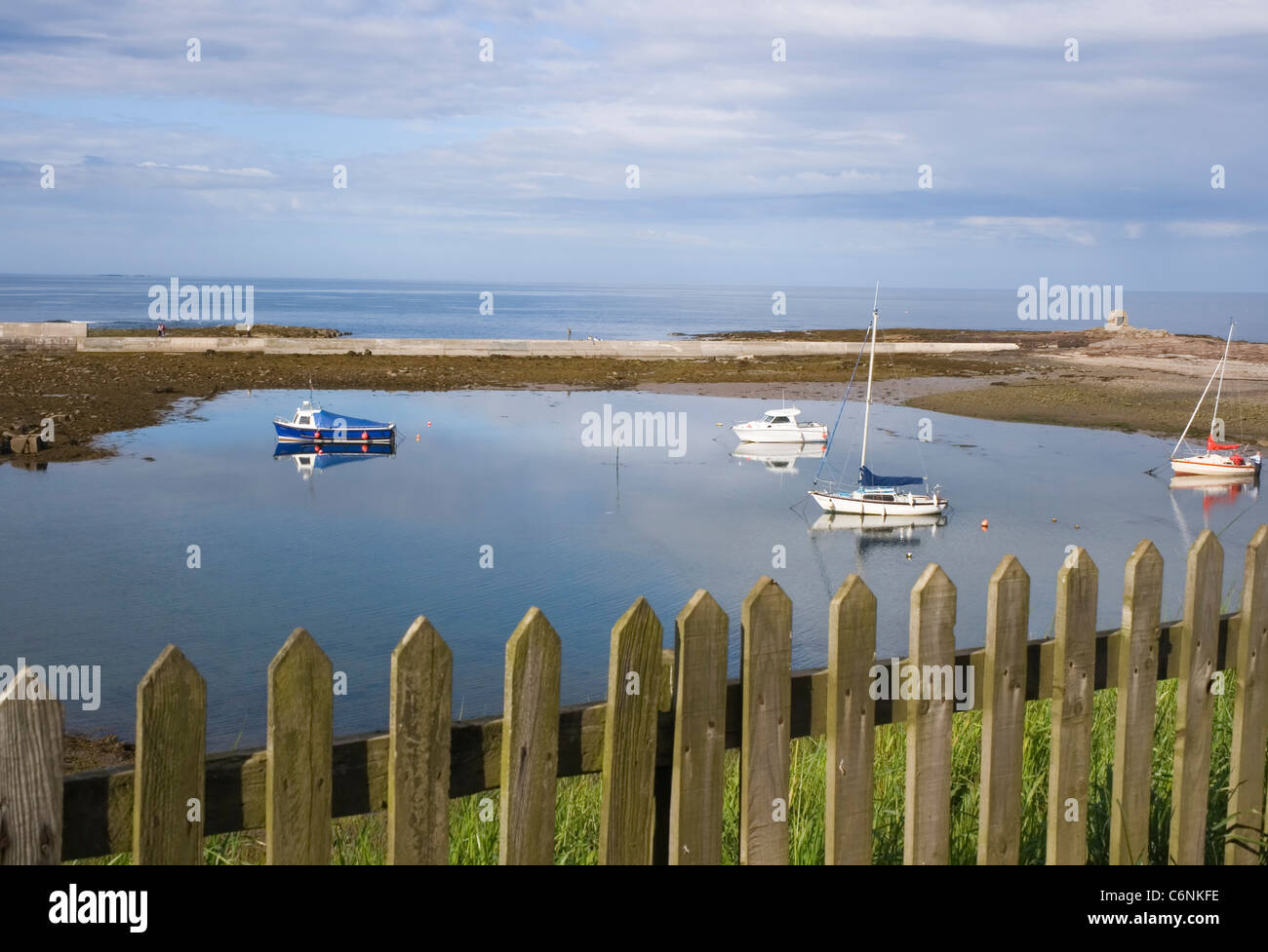 Seahouses, Northumberland, England. View of boats in the harbour Stock ...