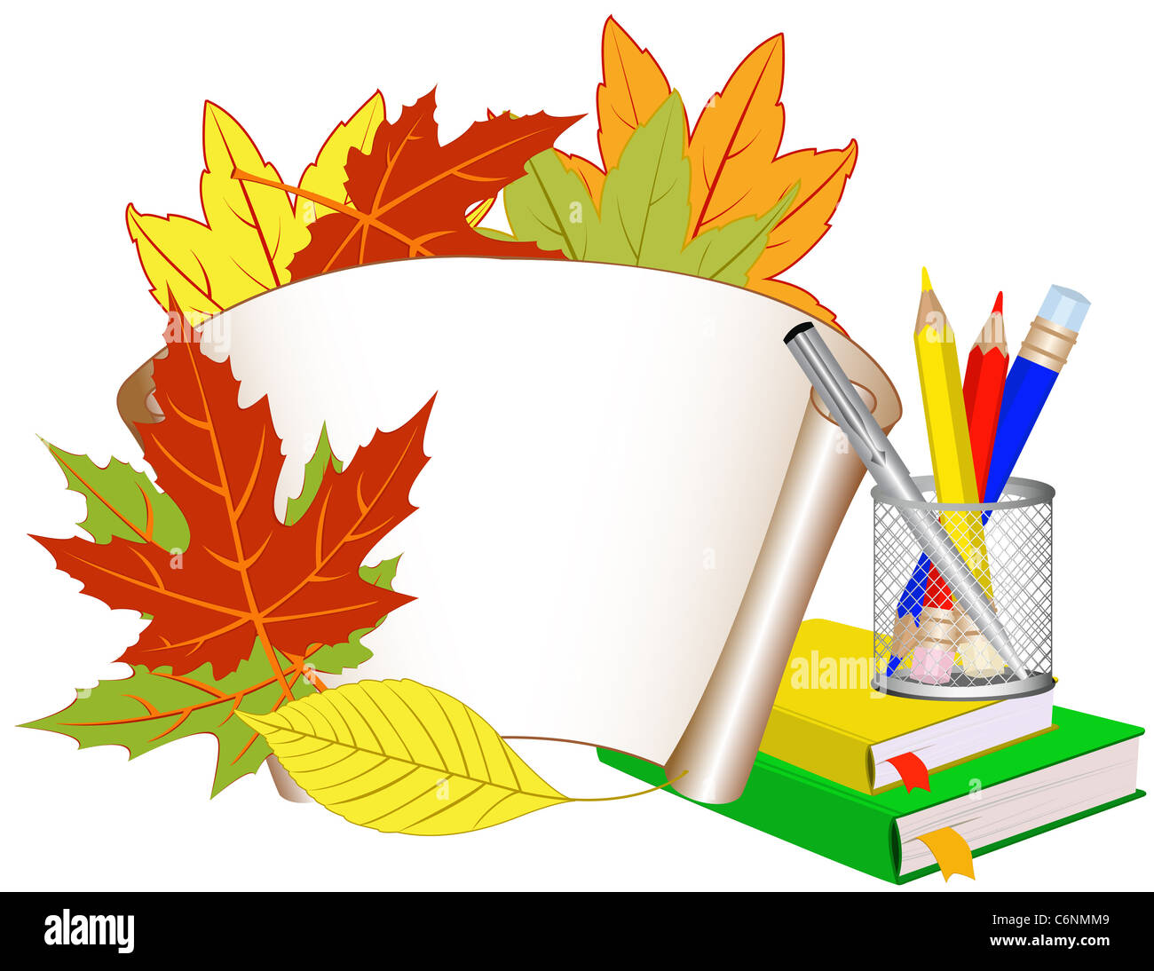 Page notepad with a pencil on a background of autumn leaves Stock Photo ...