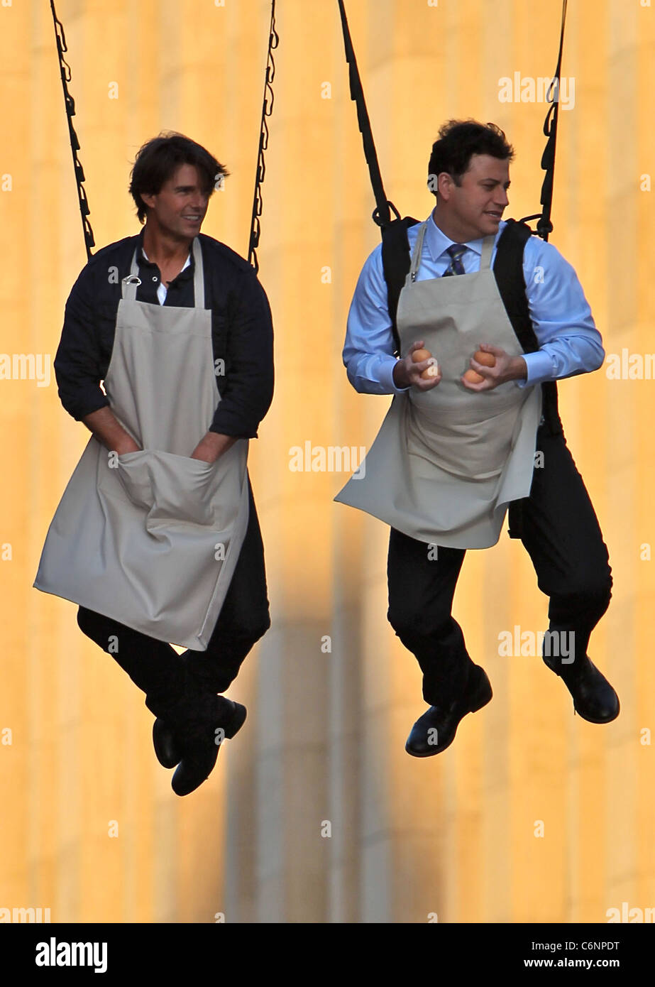 Tom Cruise and Jimmy Kimmel hanging on a harness outside El Capitan ...