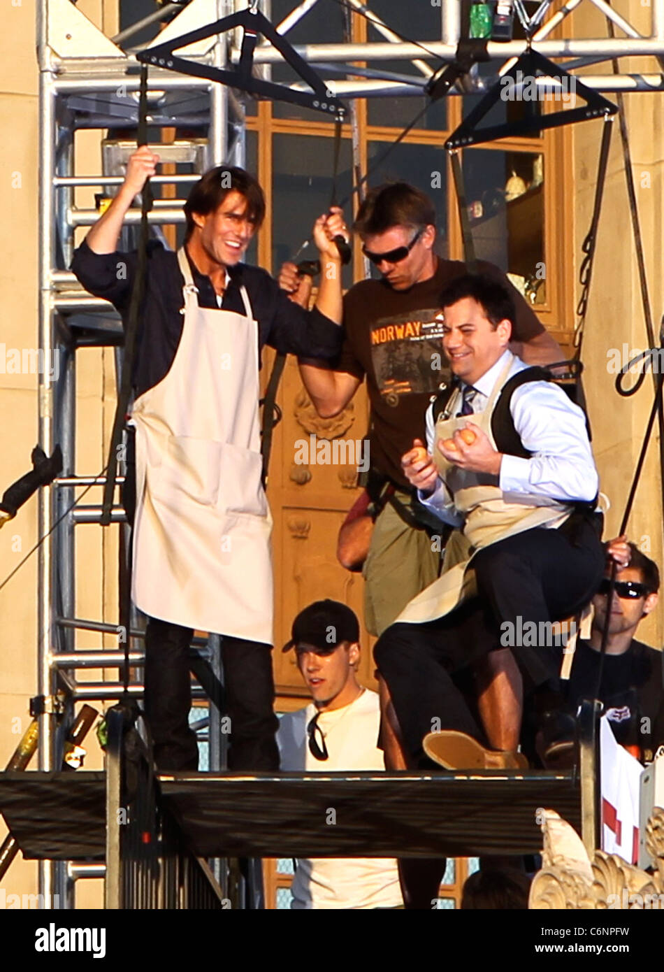 Tom Cruise and Jimmy Kimmel hanging on a harness outside El Capitan ...