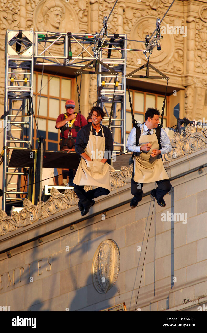 Tom Cruise and Jimmy Kimmel hanging on a harness outside El Capitan ...