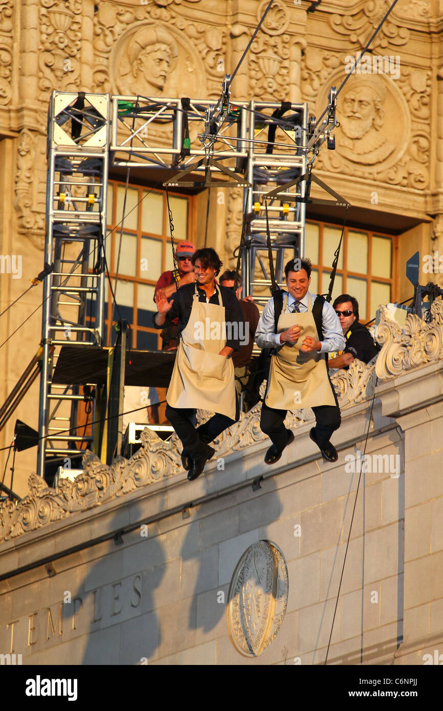 Tom Cruise and Jimmy Kimmel hanging on a harness outside El Capitan ...