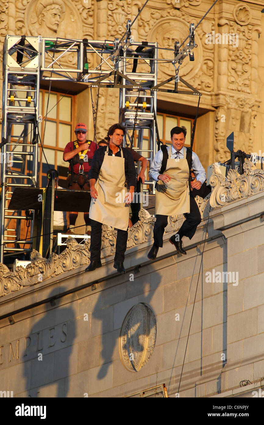 Tom Cruise and Jimmy Kimmel hanging on a harness outside El Capitan ...