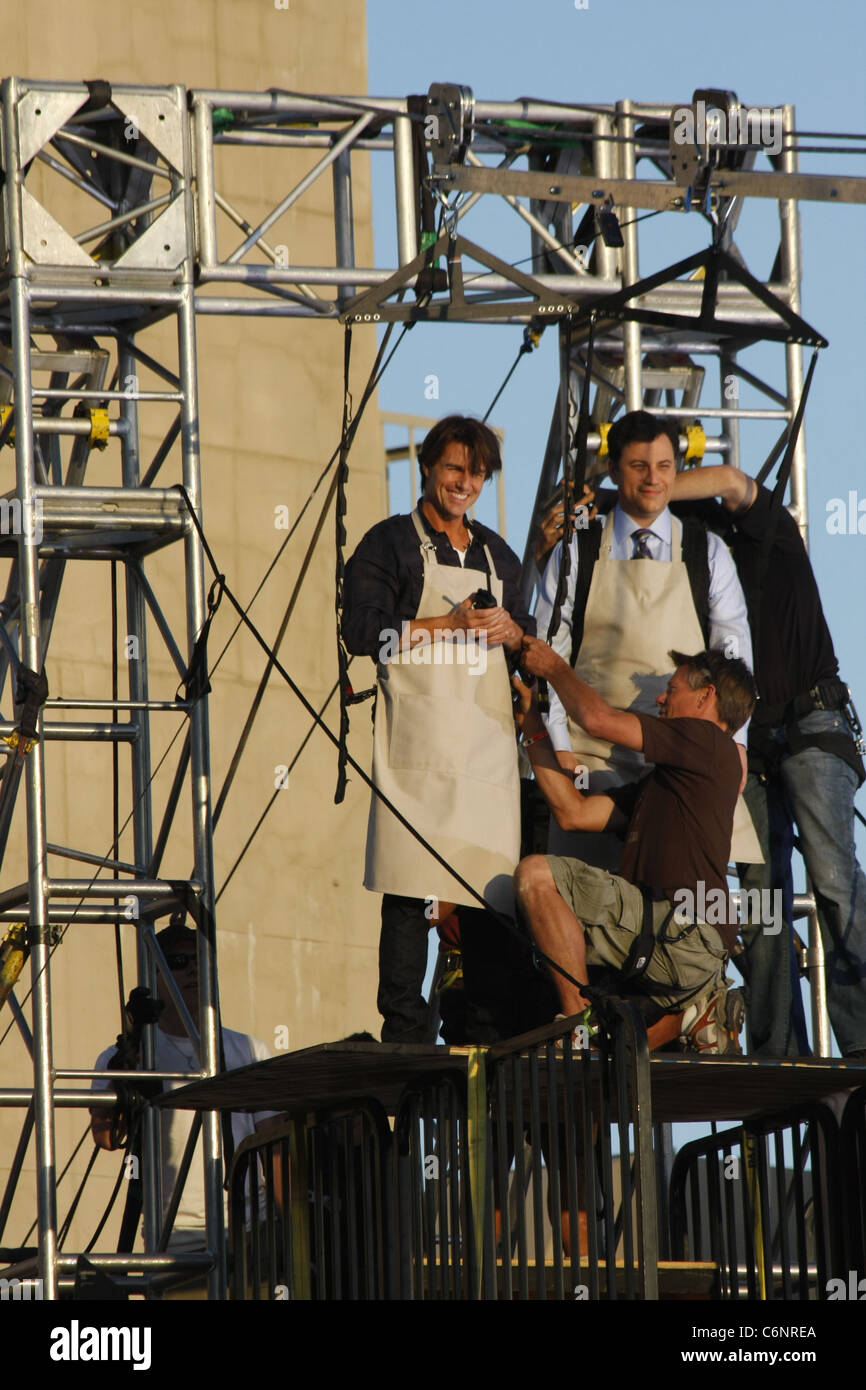 Tom Cruise and Jimmy Kimmel hanging on a harness outside El Capitan ...